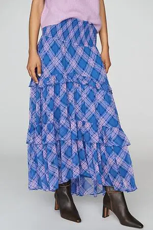 Anthropologie Chloe Plaid Skirt - Blue Plaid