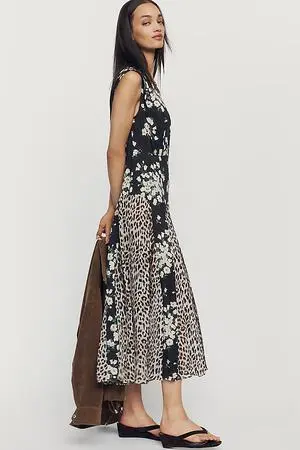 Rixo Coralie Mixed Prt Midi Dress