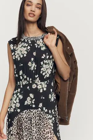 Rixo Coralie Mixed Prt Midi Dress