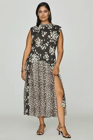 Rixo Coralie Mixed Prt Midi Dress