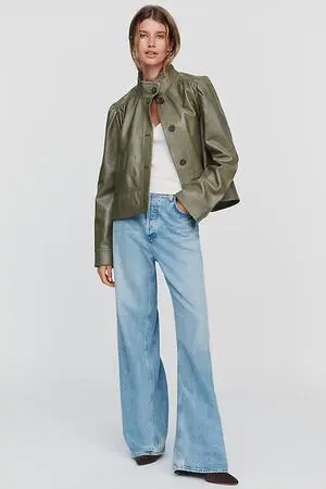 Anthropologie Leather Swg Jacket - Olive