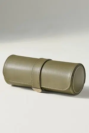 Wolf Earth Travel Leather Triple Watch Roll - Olive