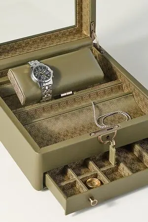 Wolf Leather Earth Watch Stand Box - Olive