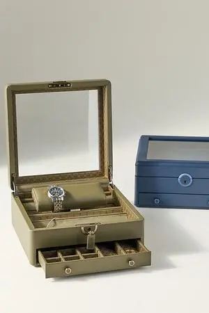 Wolf Leather Earth Watch Stand Box - Olive
