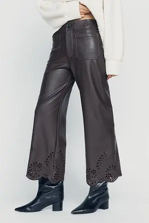 Maeve Cutout Faux-leather Cropped Trousers Pants