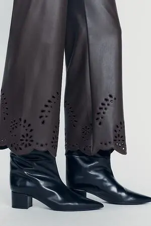 Maeve Cutout Faux-leather Cropped Trousers Pants