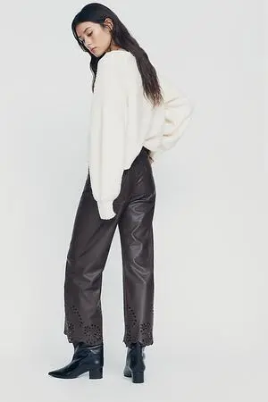 Maeve Cutout Faux-leather Cropped Trousers Pants