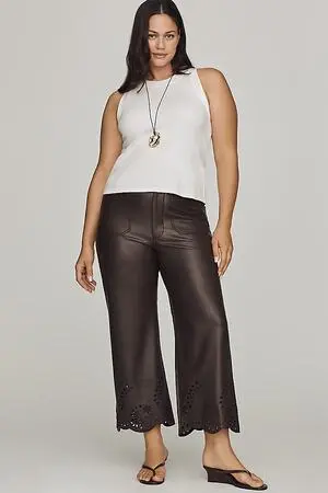 Maeve Cutout Faux-leather Cropped Trousers Pants