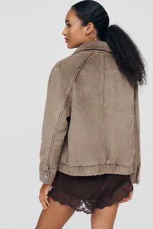 PILCRO Aviator Faux Suede Jacket