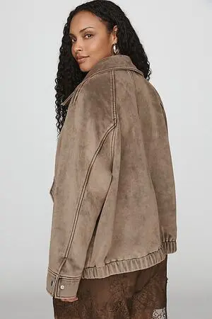 PILCRO Aviator Faux Suede Jacket