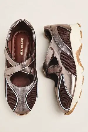 ALL BLACK Criss-cross Mary Jane Flats