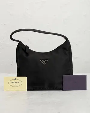 FWRD RENEW Prada Tessuto Mini Sport Hobo Bag - Black