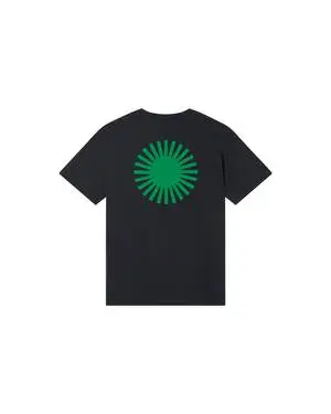 THINKING MU Navy T-shirt Back Green Sun - Blue