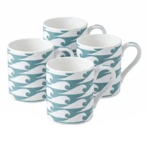 THE CORNISH SURFER Blue / White Cornish Fine Bone China Espresso Mugs - Blue/white