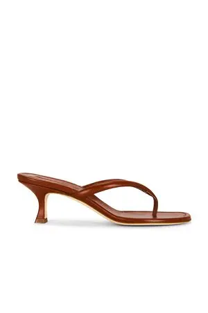 Manolo Blahnik Paterno 50 Sandal In Red - Medium Brown