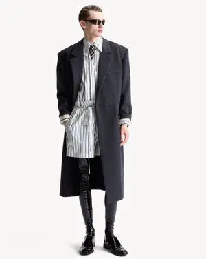 Saint Laurent Coat In Double-face Brushed Wool Felt