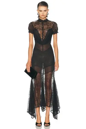 Attico Lace Midi Dress - Black
