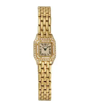 STEPHANIE WINDSOR Cartier Vintage 1980s Cartier Panthère Mini 18-karat Diamond Watch - Gold