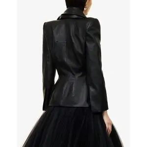 Matieres Fecales Brigitte Double-breasted Leather Blazer