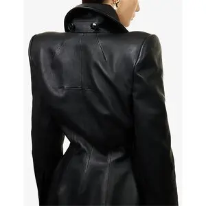 Matieres Fecales Brigitte Double-breasted Leather Blazer