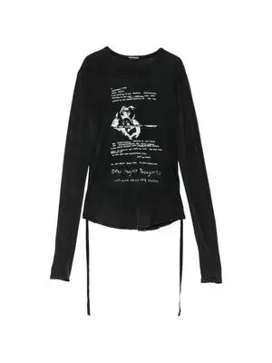 ANN DEMEULEMEESTER Dot Winkled Crop T-shirt - Black