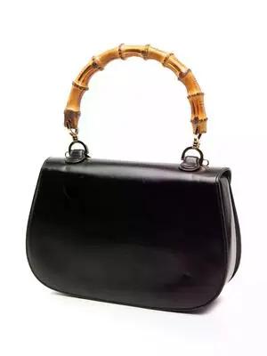 Gucci 20th Century Calfskin Bamboo Satchel - Black