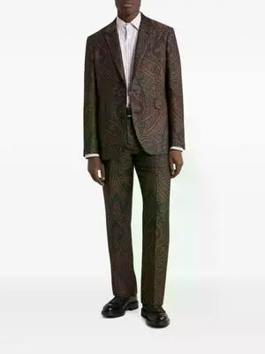 Etro Straight-leg Wool-blend Jacquard Trousers - Blue