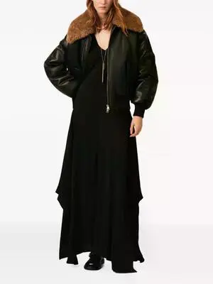 AMI Paris Long Silk-blend Godet Dress