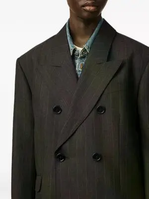 AMI Paris Double-breasted Striped Wool Blazer