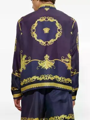 Versace Barocco-print Silk Shirt - Blue