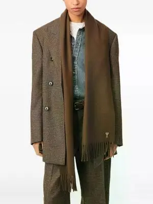 AMI Paris Wool Scarf With De Coeur Patch