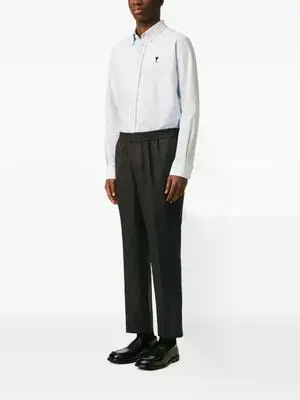 AMI Paris Elasticated-waist Striped Wool Trousers