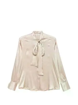 MAZZARELLI Pussy-bow Satin Blouse - Neutrals