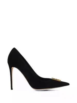 Elisabetta Franchi Logo-plaque Suede Pumps - Black