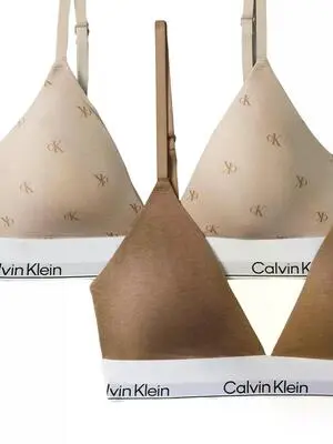 Calvin Klein Logo-print Triangle Bras - Neutrals