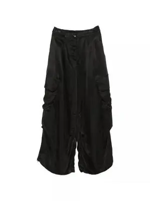 Isabel Benenato Satin-finish Cargo Pants - Black