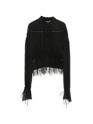 Isabel Benenato Lace-trimmed Button-up Blouse