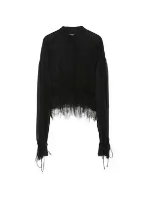Isabel Benenato Lace-trimmed Button-up Blouse