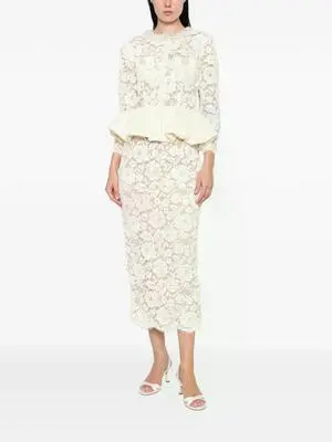 SELF-PORTRAIT Peplum Floral-lace Dress