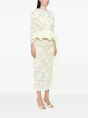 SELF-PORTRAIT Peplum Floral-lace Dress