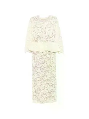 SELF-PORTRAIT Floral-lace Peplum Dress - Neutrals