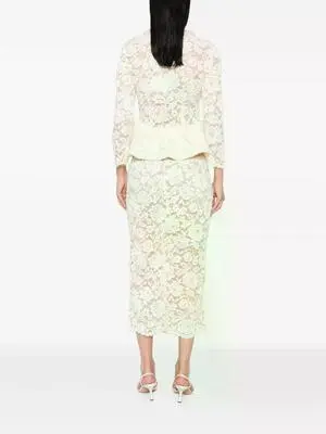 SELF-PORTRAIT Floral-lace Peplum Dress - Neutrals