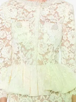 SELF-PORTRAIT Floral-lace Peplum Dress - Neutrals