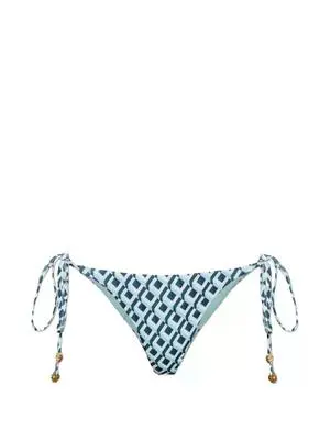 Casablanca Cubist Cc Monogram String Beaded Bikini Bottom - Green