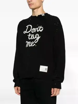 Mihara Yasuhiro Jacquard Distressed Knitted Sweater
