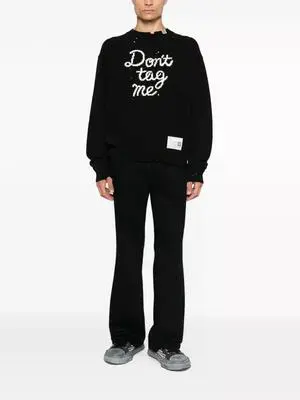 Mihara Yasuhiro Jacquard Distressed Knitted Pullover