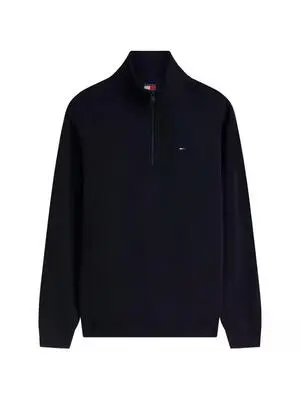 Tommy Hilfiger Quarter-zip Logo-embroidered Sweater - Black