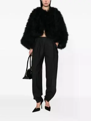 YVES SALOMON Feather-trim Cropped Jacket