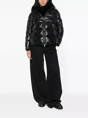 Moncler Fur-trim Quilted Jacket - Black