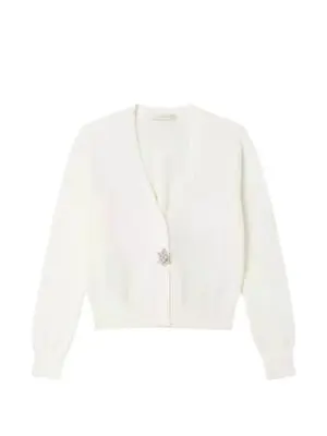 Liu Jo Crystal-embellished V-neck Cardigan - Neutrals